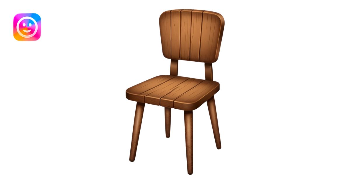 Wooden chair with only three legs emoji | AI Emoji Generator