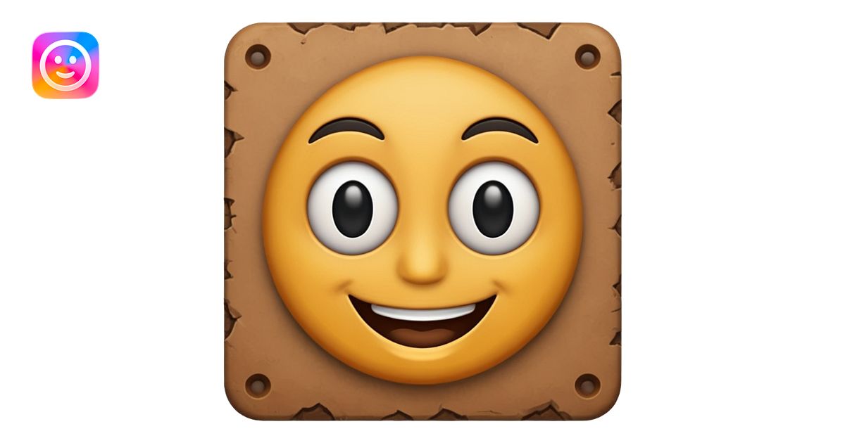 make a brown wall with 2 black eyes and a smile emoji | AI Emoji Generator