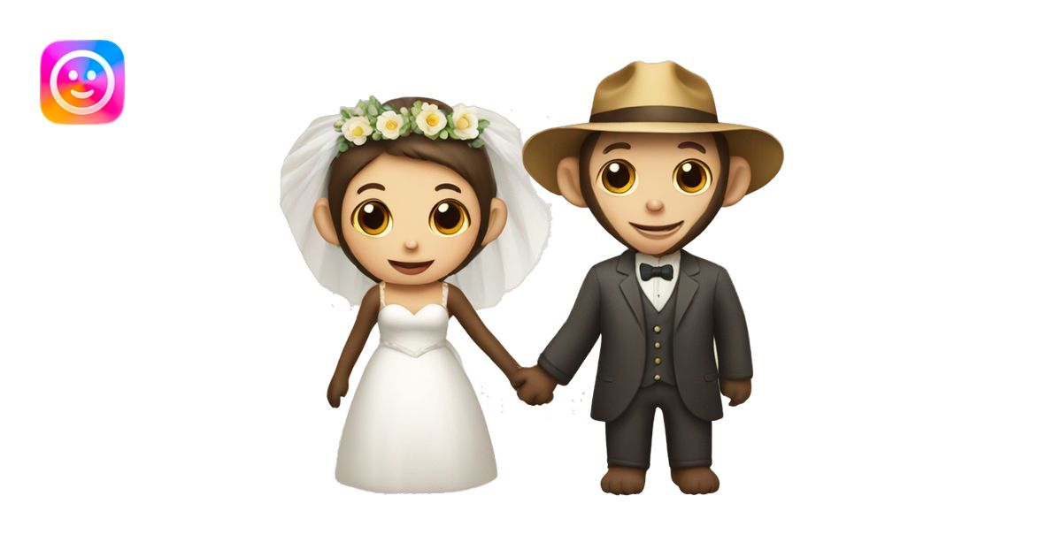 Monkey and a farmer getting married emoji | AI Emoji Generator