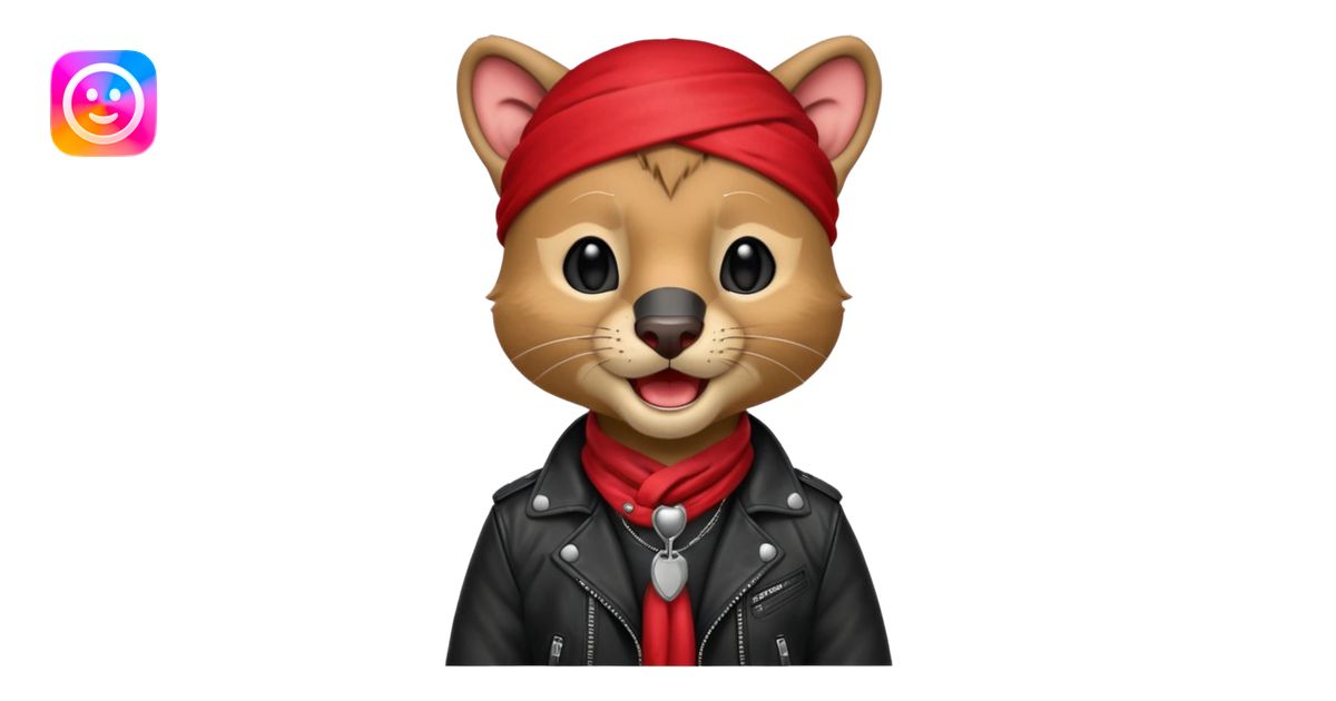 Fossa animal in a red bandana dressed as a rock singer winks emoji | AI ...