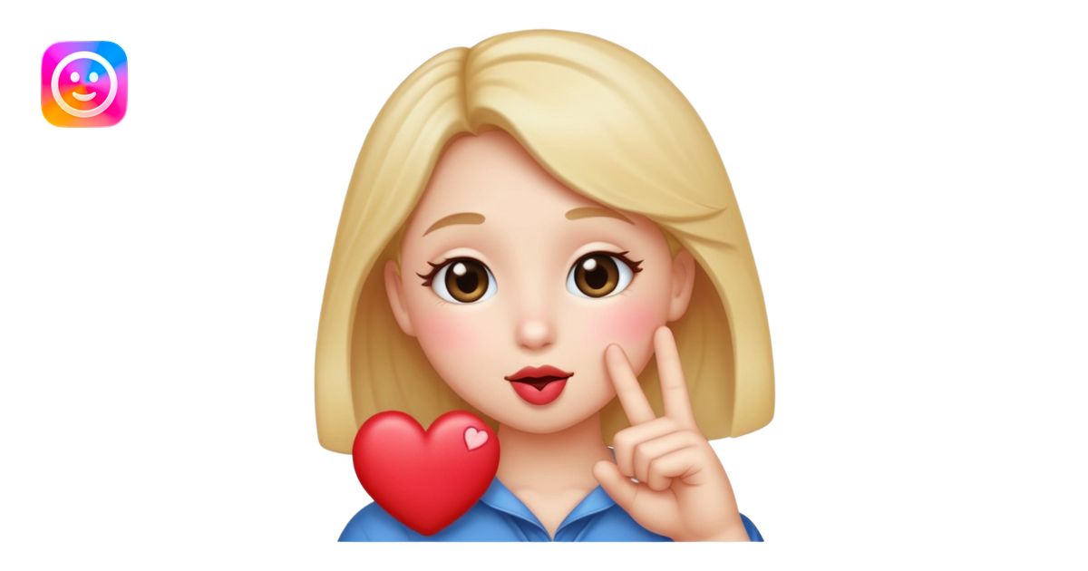 an uwu kissy face with a finger heart emoji | AI Emoji Generator