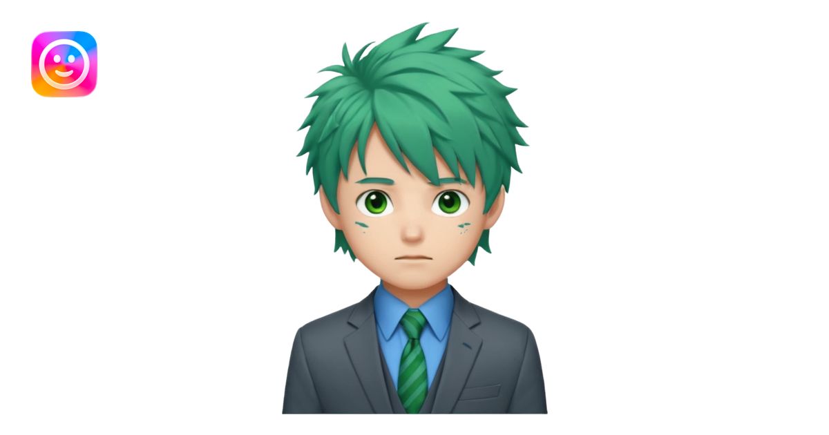 deku : boy anmie green hair green eyes in a ua gray jacket and blue tie ...