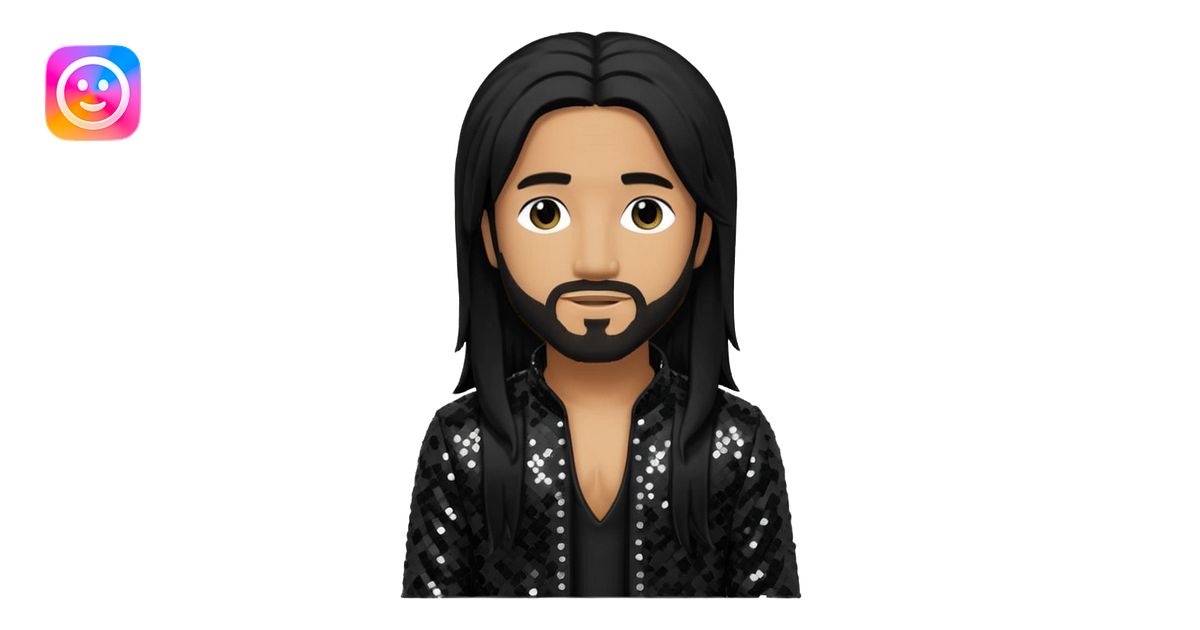 Omarion with long black hair, black sequin outfit emoji | AI Emoji ...