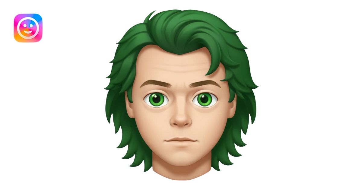 Harry Styles with green eyes emoji | AI Emoji Generator