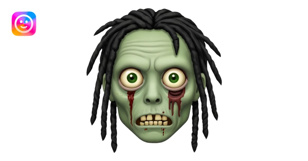 Zombie with black dreads with chinky eyes and a 3rd eye on right cheek ...