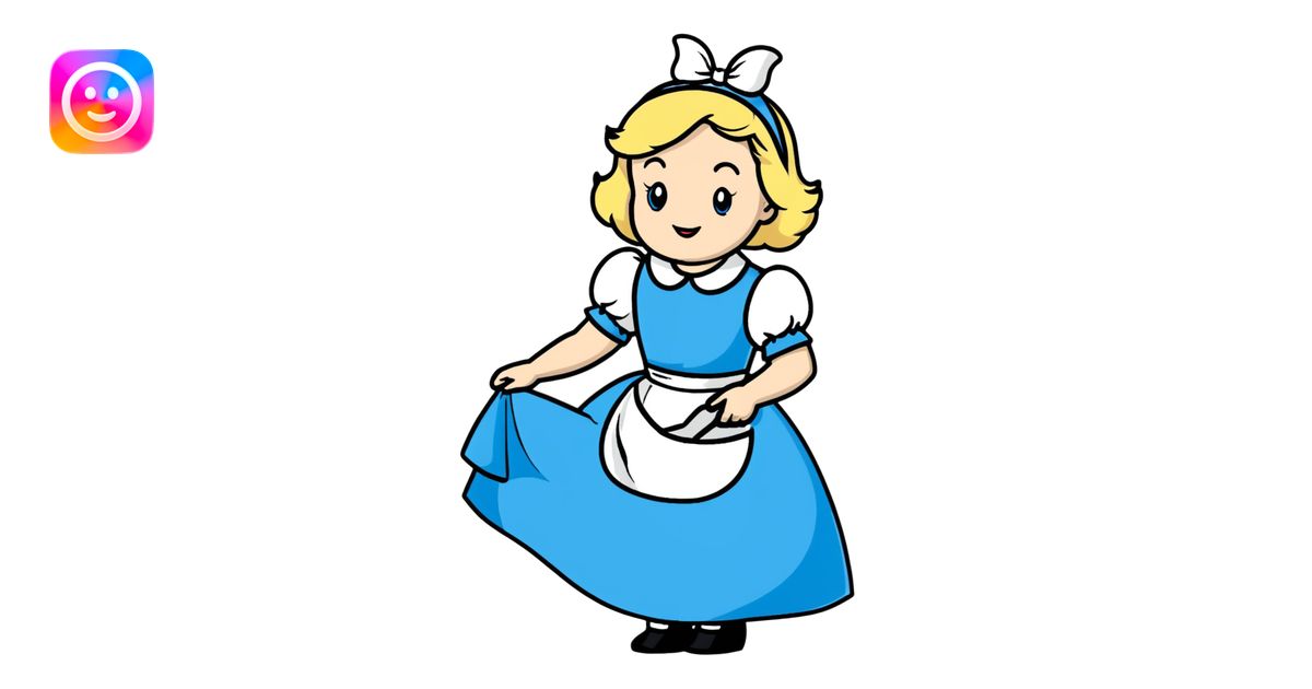 Disney's animated Alice in Wonderland performing a curtsey in her blue ...