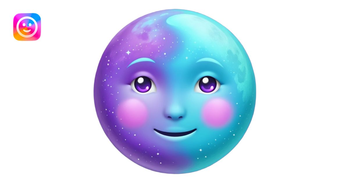 glitter purple and cian moon emoji | AI Emoji Generator