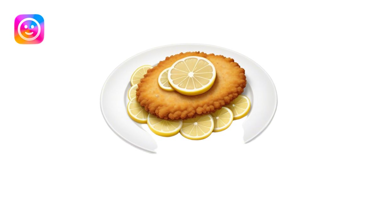 Cinematic Realistic Veal Schnitzel Dish Emoji, depicted as a golden ...