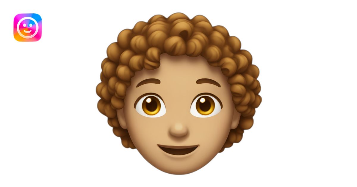 Face with height skin curly brown hair smiling emoji | AI Emoji Generator