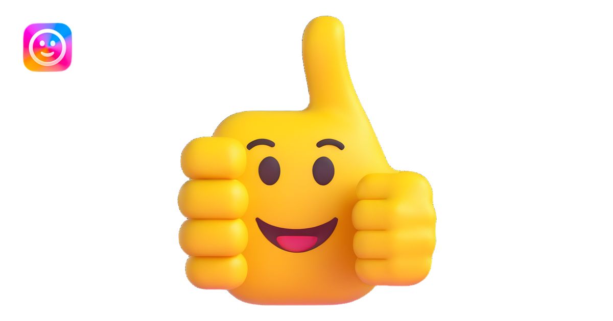 yellow thumbs up emoji in Windows 11 style, facing left, identical to ...