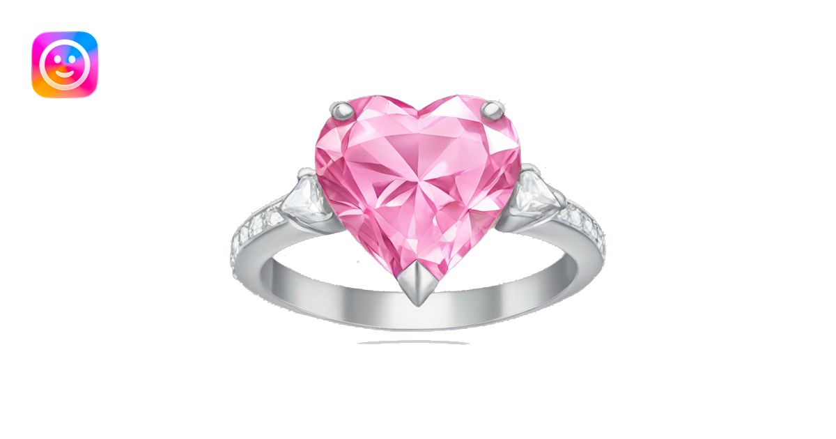 Sliver ring with a pink heart diamond emoji | AI Emoji Generator