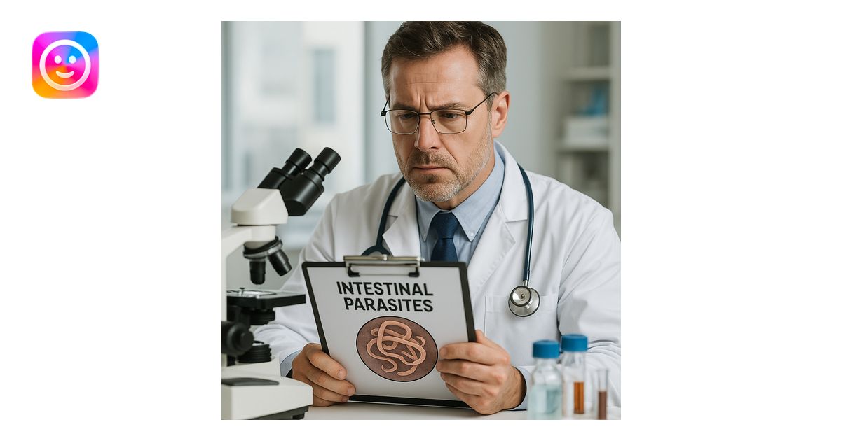 realistic image of an American doctor studying intestinal parasites in ...