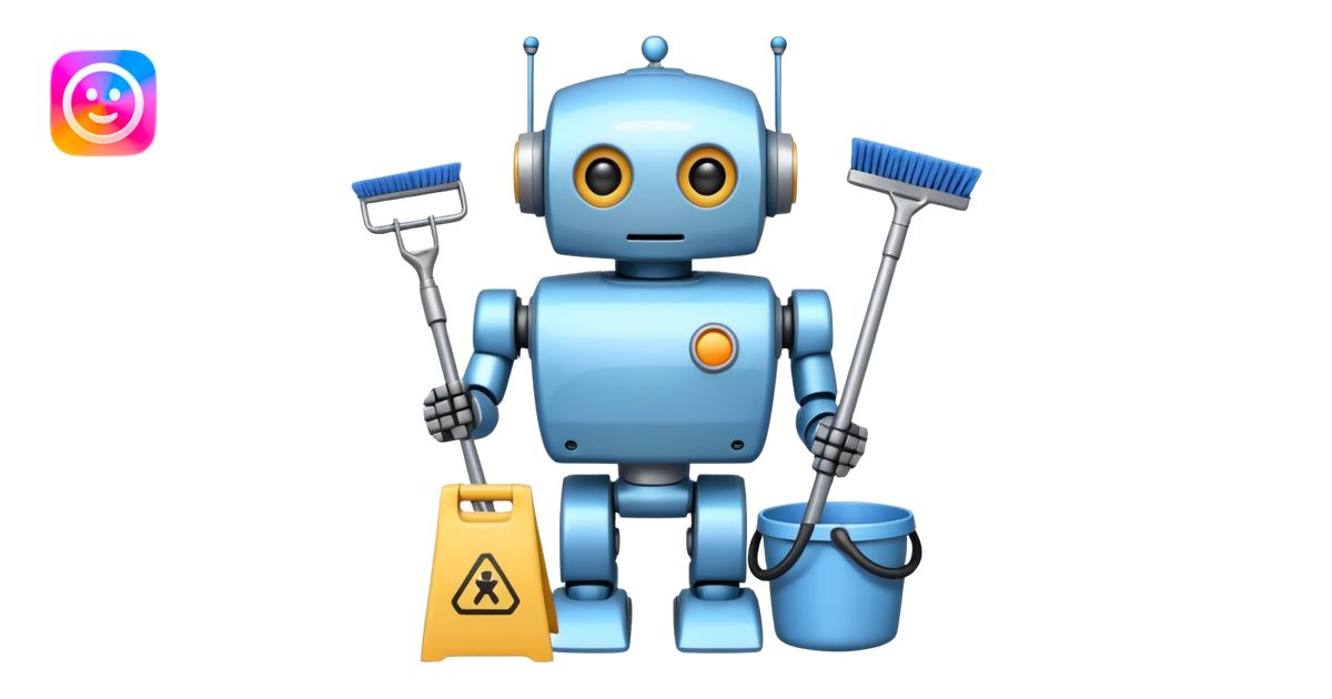 robot with cleaning tools emoji | AI Emoji Generator