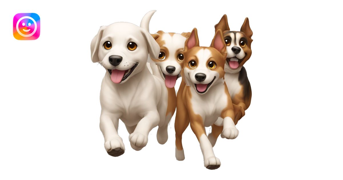 3 dogs running together emoji | AI Emoji Generator