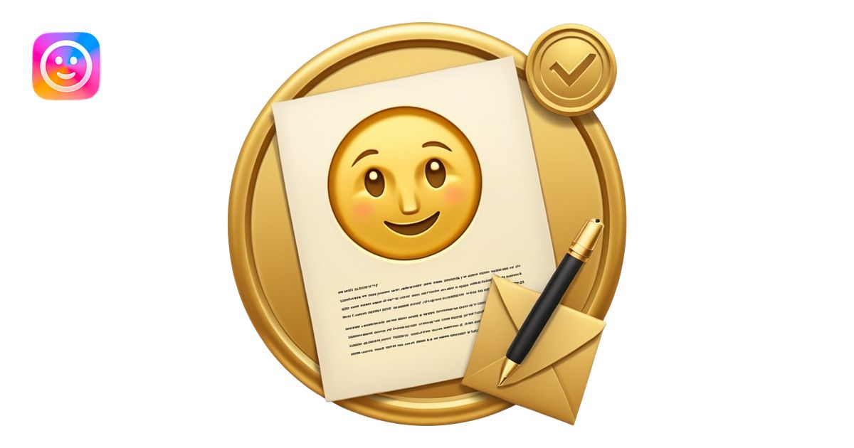 Contract golden paper signed, warranty emoji | AI Emoji Generator