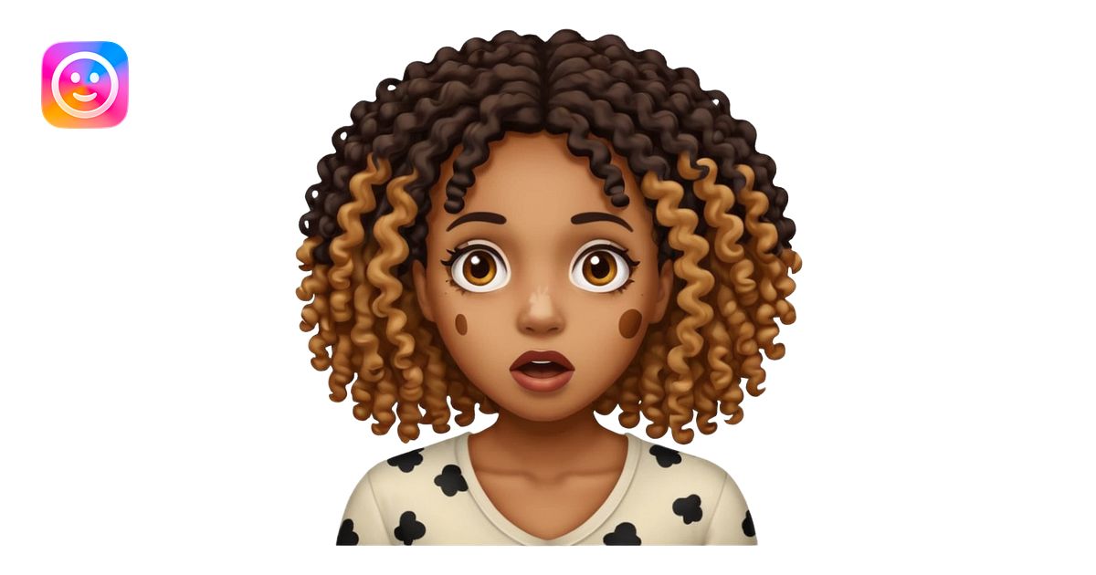 Emoji of a very shocked black female with vitiligo (alot of vitiligo ...