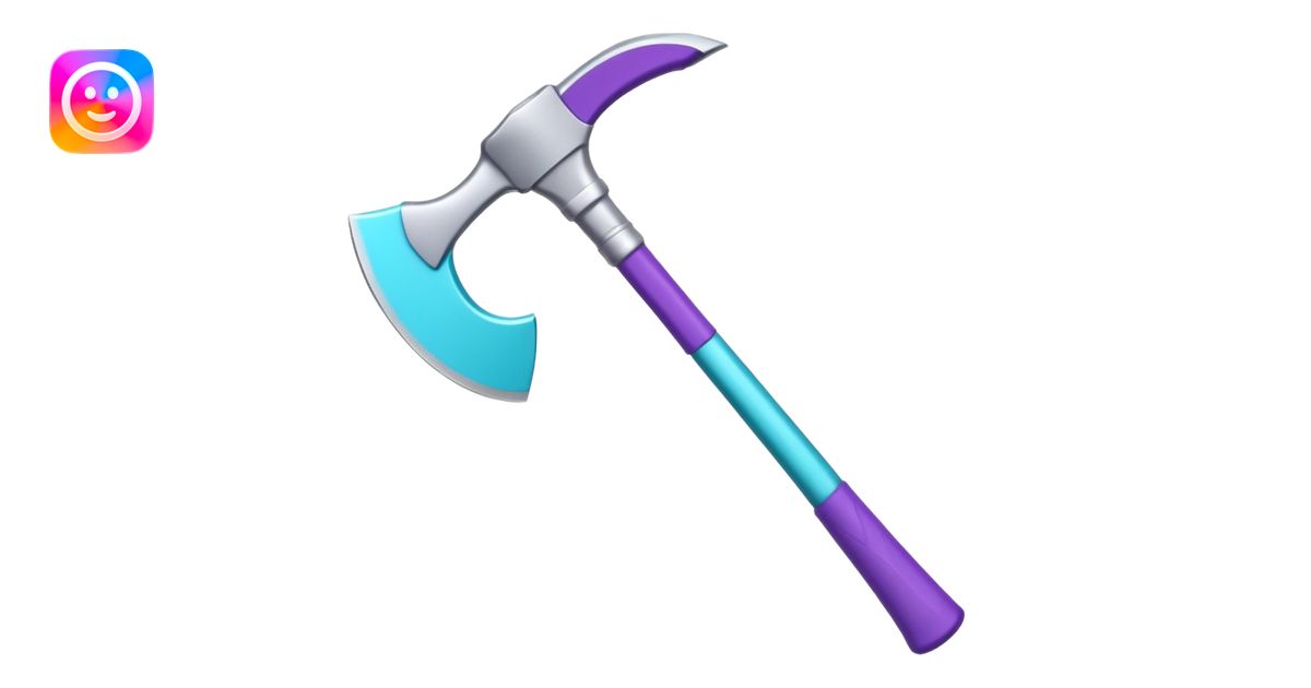 Axe with purple handle with silver blade with cyan edge emoji | AI ...