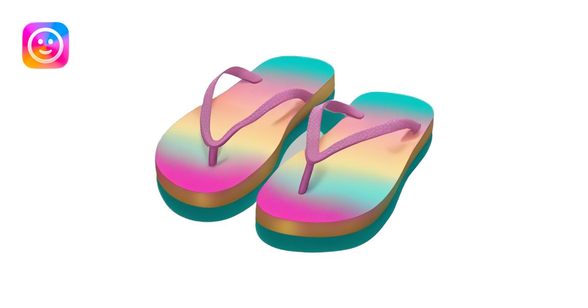 Realistic teal pink and gold ombre flip flop. emoji | AI Emoji Generator