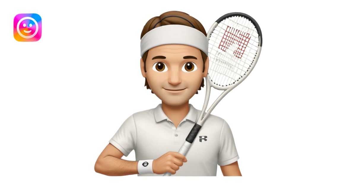 roger federer with head band and tennis racket emoji | AI Emoji Generator