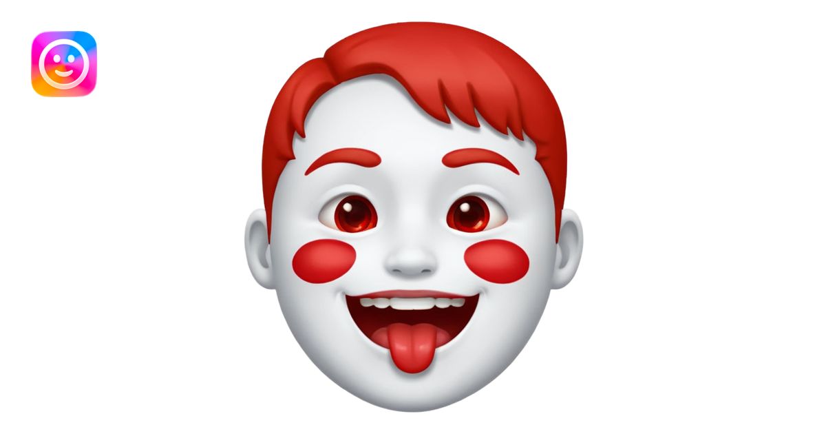 A face showing physical delight and a red face with white paint around ...