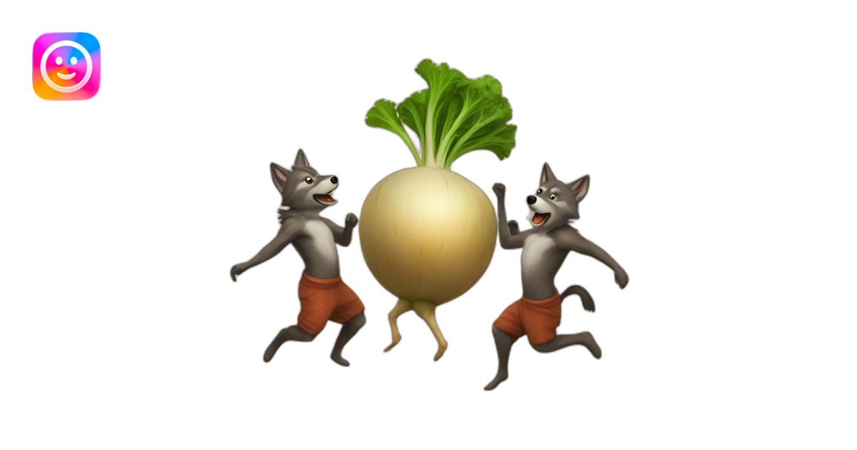 turnip dancing with wolfs emoji | AI Emoji Generator