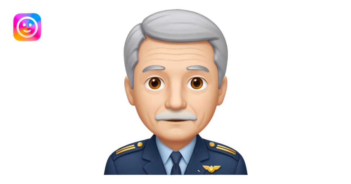 an old civil pilot with grey hair and no mustache emoji | AI Emoji ...