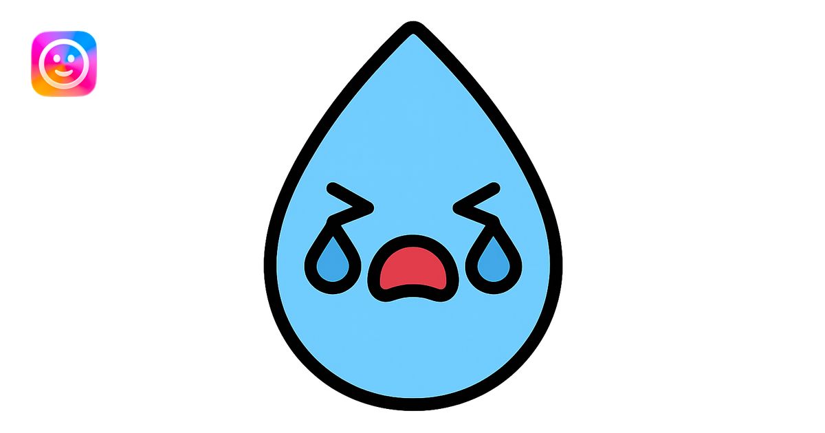 colored icon of a water droplet crying icon | AI Emoji Generator