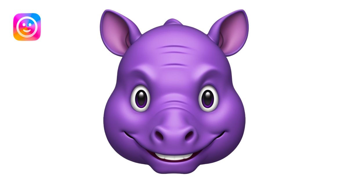 purple rhino face emoji, cartoonish emoji | AI Emoji Generator