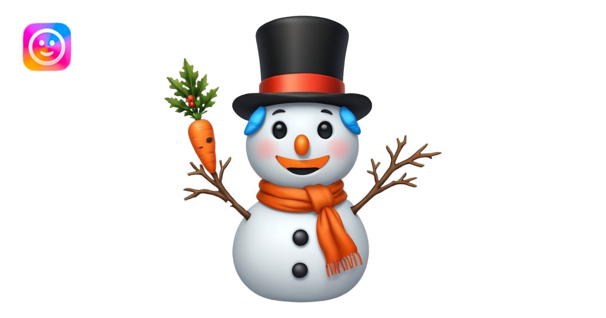 A classic snowman with carrot nose and coal smile. emoji | AI Emoji ...
