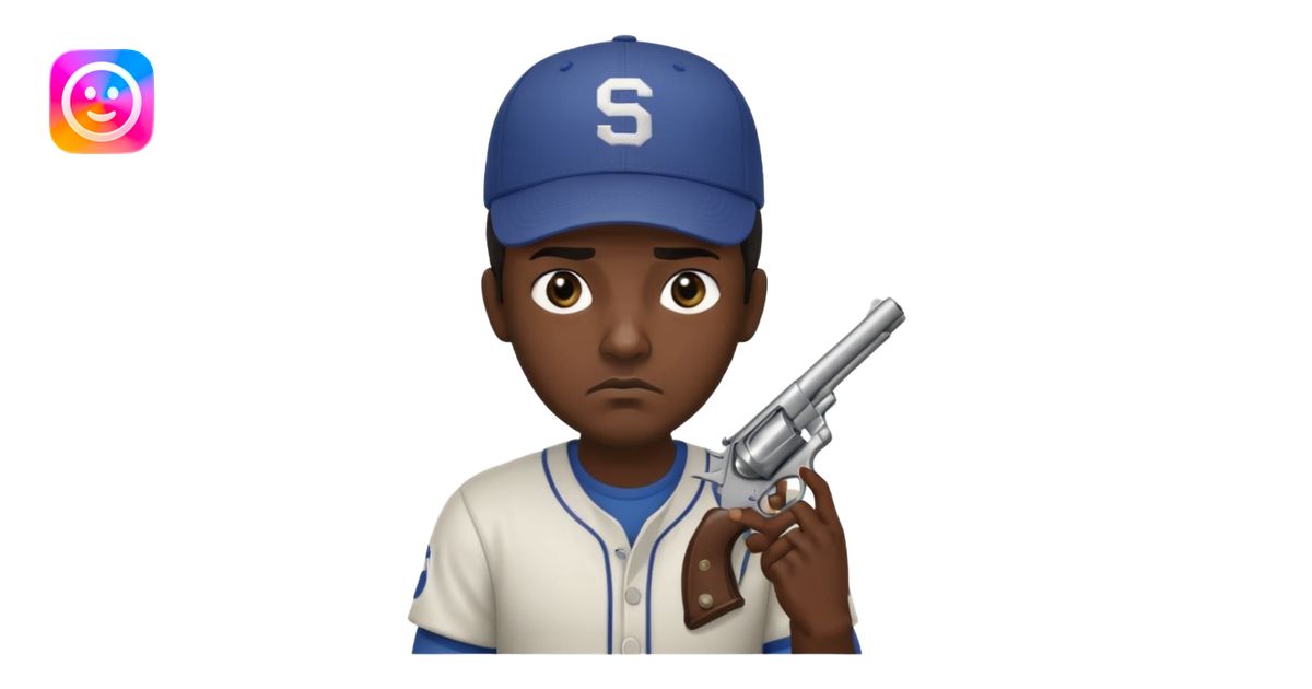Un moreno con una pistola y grosero y una gorra emoji | AI Emoji Generator