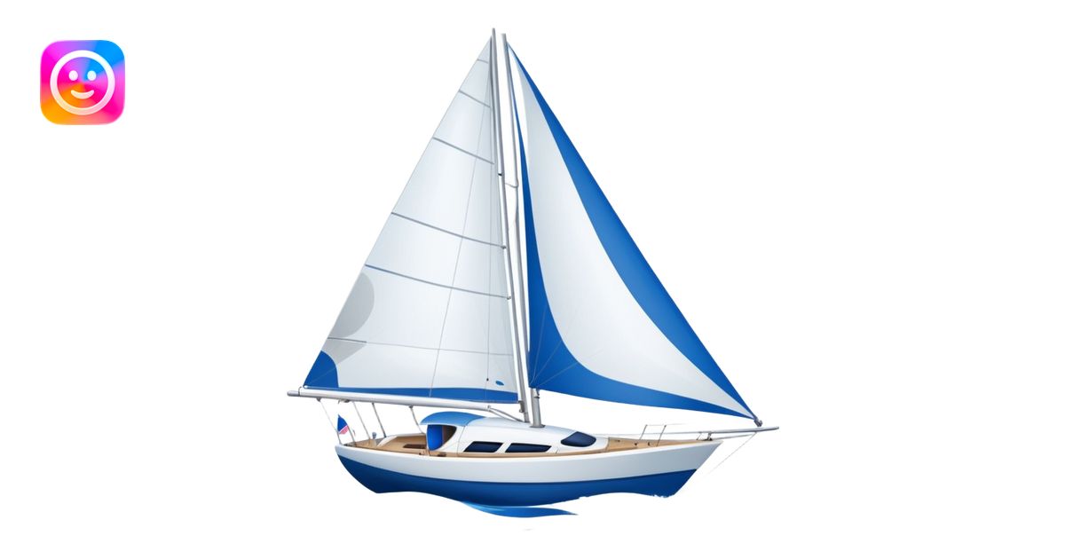 A sleek sailboat emoji with visible wind gust lines and flowing sails ...