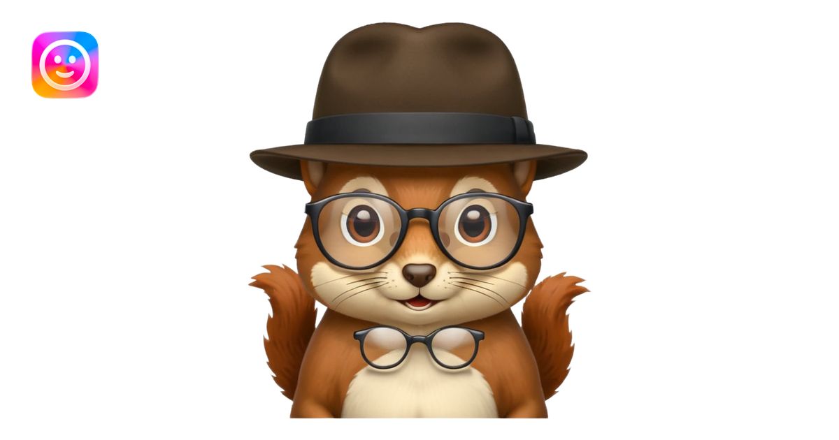 squirrel with glasses and fedora emoji | AI Emoji Generator