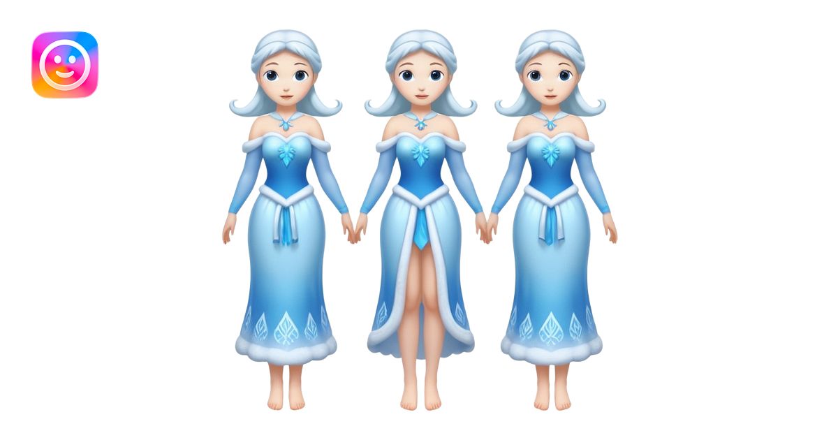 An ice Snow Maiden character with two arms and two legs, full body ...