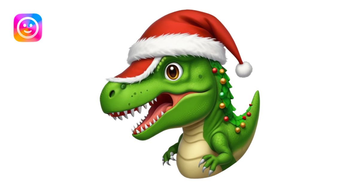 T-Rex with a Santa hat emoji | AI Emoji Generator
