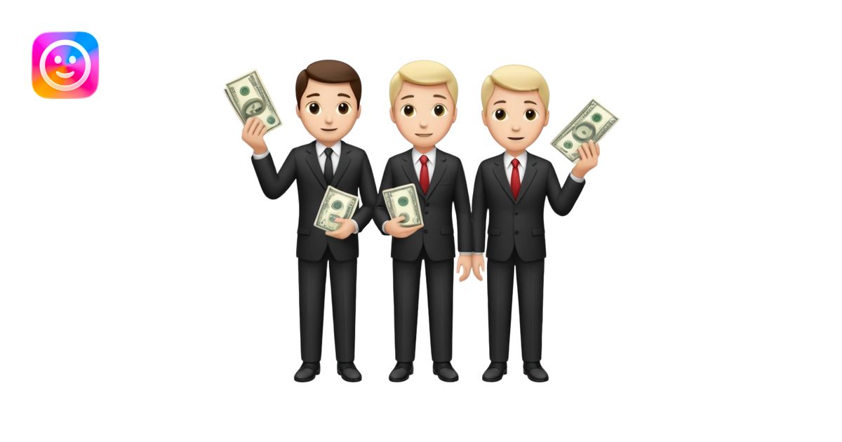 Two men in suits handing over money emoji | AI Emoji Generator