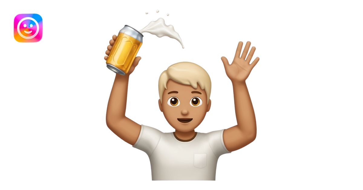throwing beer can with the arm up in the air with spills from the can ...