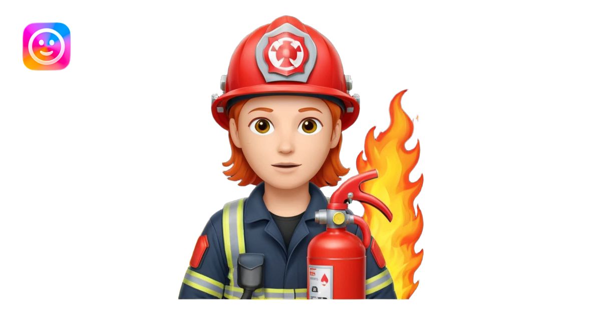 red haired Firefighter with respiratory protection with fire ...