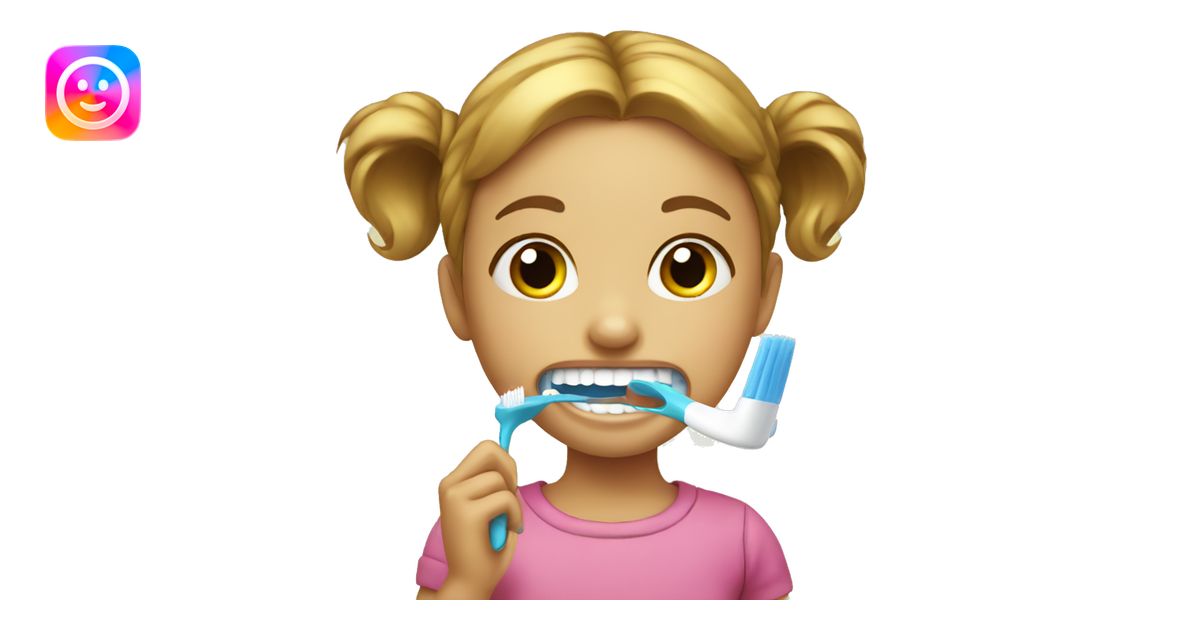 a little girl brushing teeth emoji | AI Emoji Generator