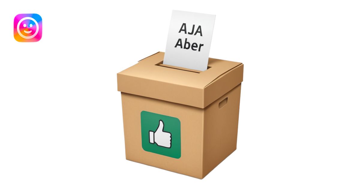 Vote box with 'Ja, aber' written on the front and paper entering the ...