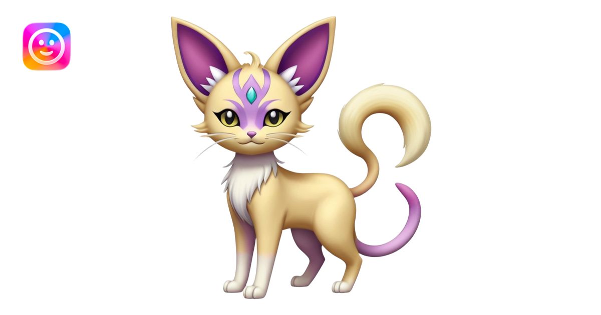 Espeon-Meowth-Delcatty-Fakémon-hybrid-creature (full body) emoji | AI ...