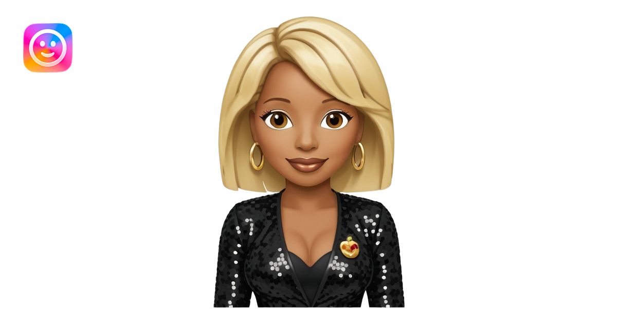 Mary J Blige with blonde hair, black sequin outfit emoji | AI Emoji ...