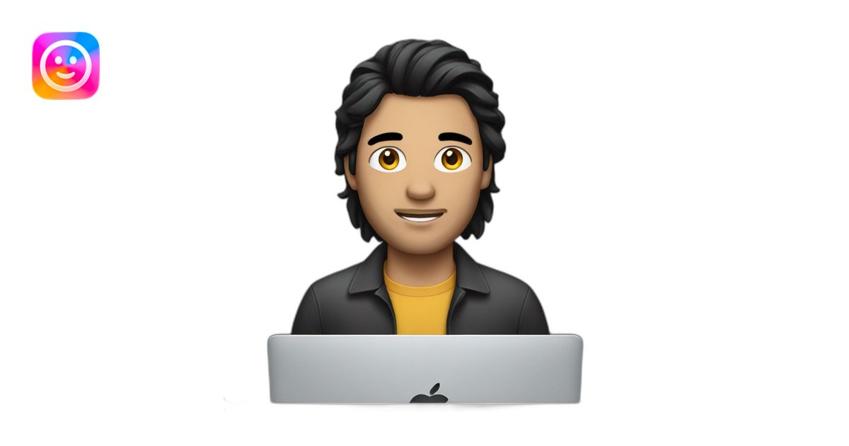 men with black hair working on a mac emoji | AI Emoji Generator