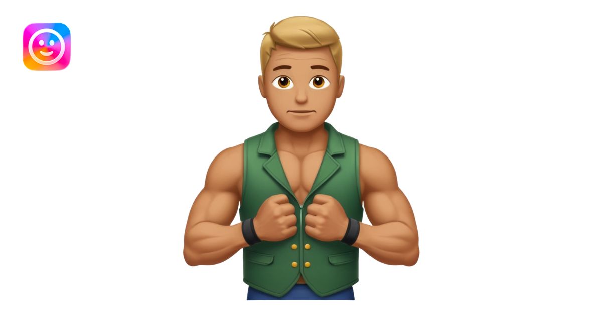 A fir person wearing vest only upper body reflexing muscles emoji | AI ...