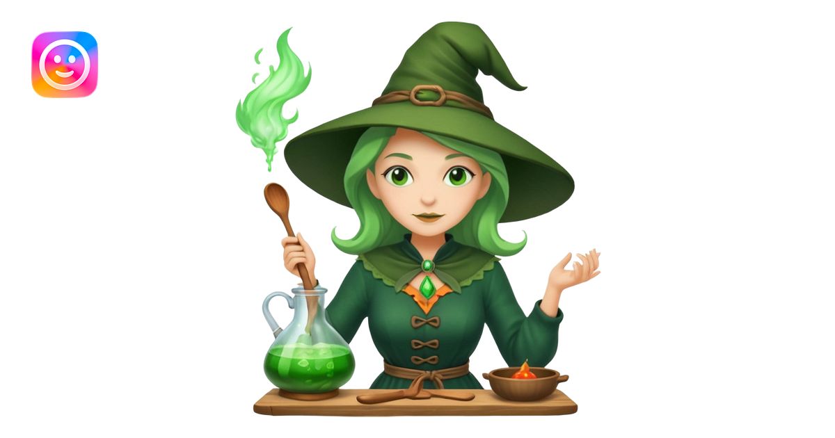 green witch cooking potion emoji | AI Emoji Generator