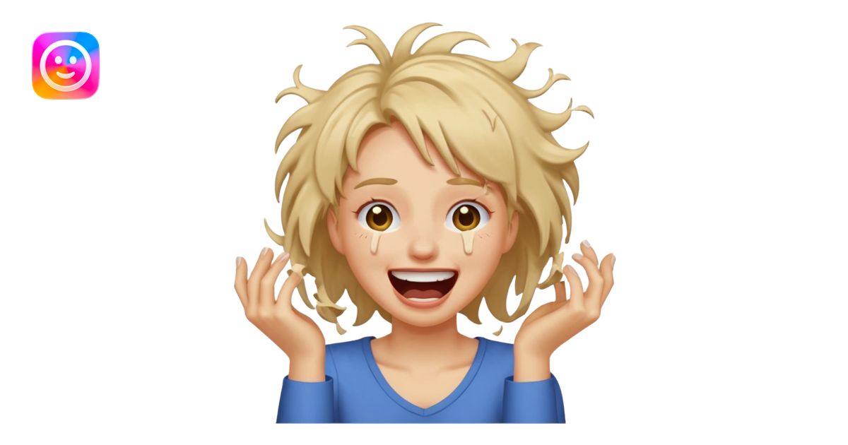 Laughcrying ripping hair out female emoji | AI Emoji Generator