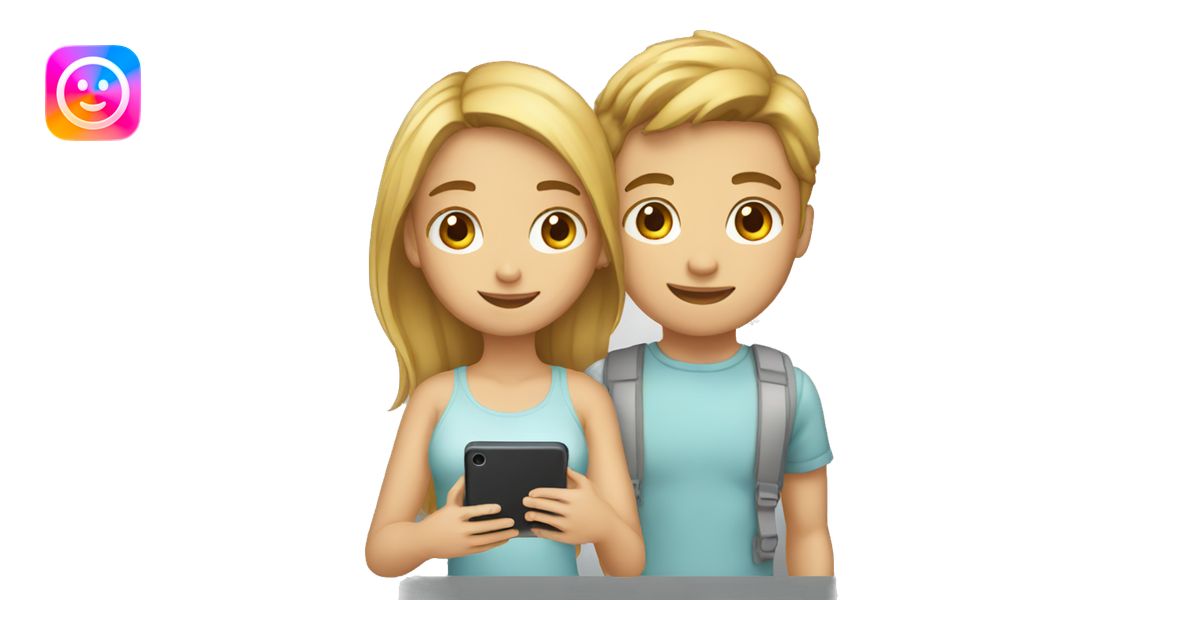 two young people sharing an app emoji | AI Emoji Generator