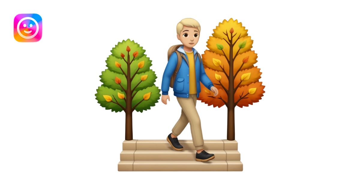 Character walking forward, seasons changing behind each step emoji | AI ...