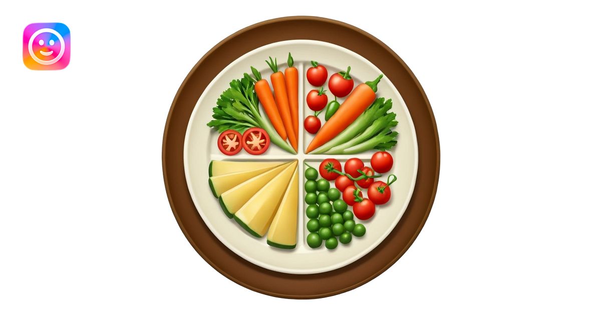 prato de comida dividido com legumes emoji | AI Emoji Generator
