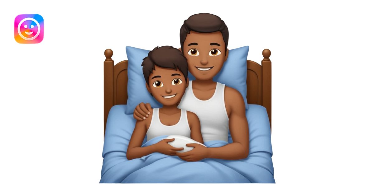 Masculine woman spooning in bed emoji | AI Emoji Generator
