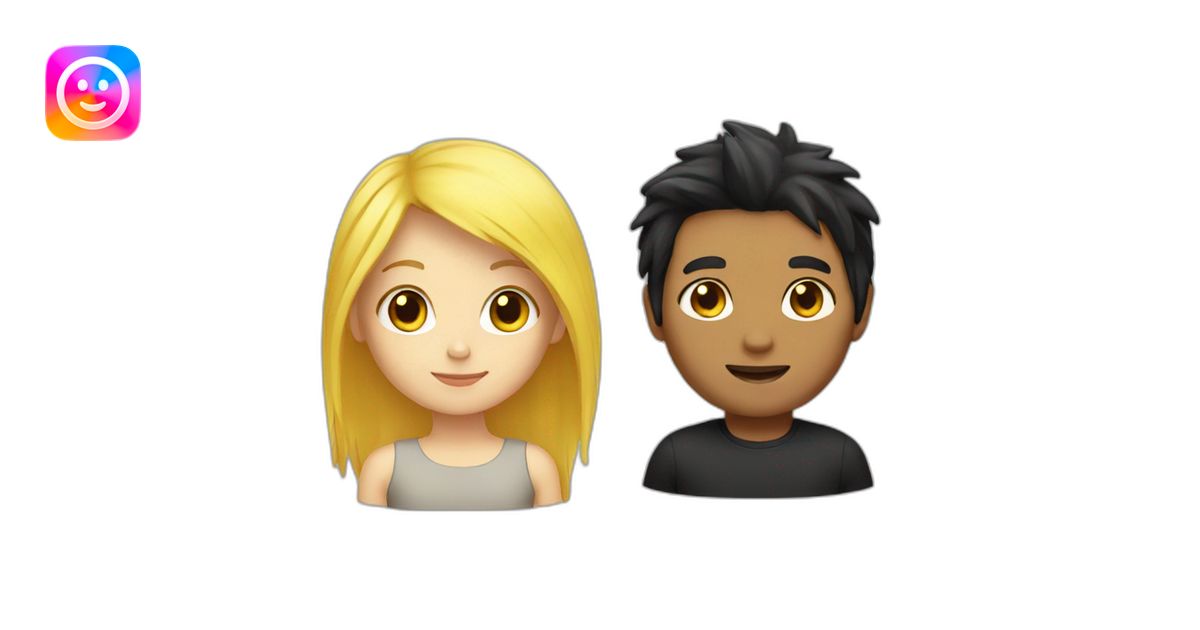 Yellow hair girl and black hair boy emoji | AI Emoji Generator